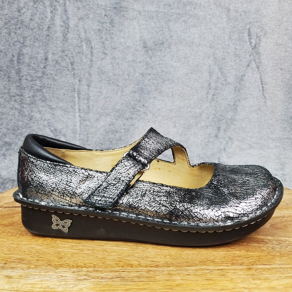 Alegria | Shoes | Alegria Jil Mary Jane Shoes Womens 37 775 Black Silver Leather Comfort | Poshmark